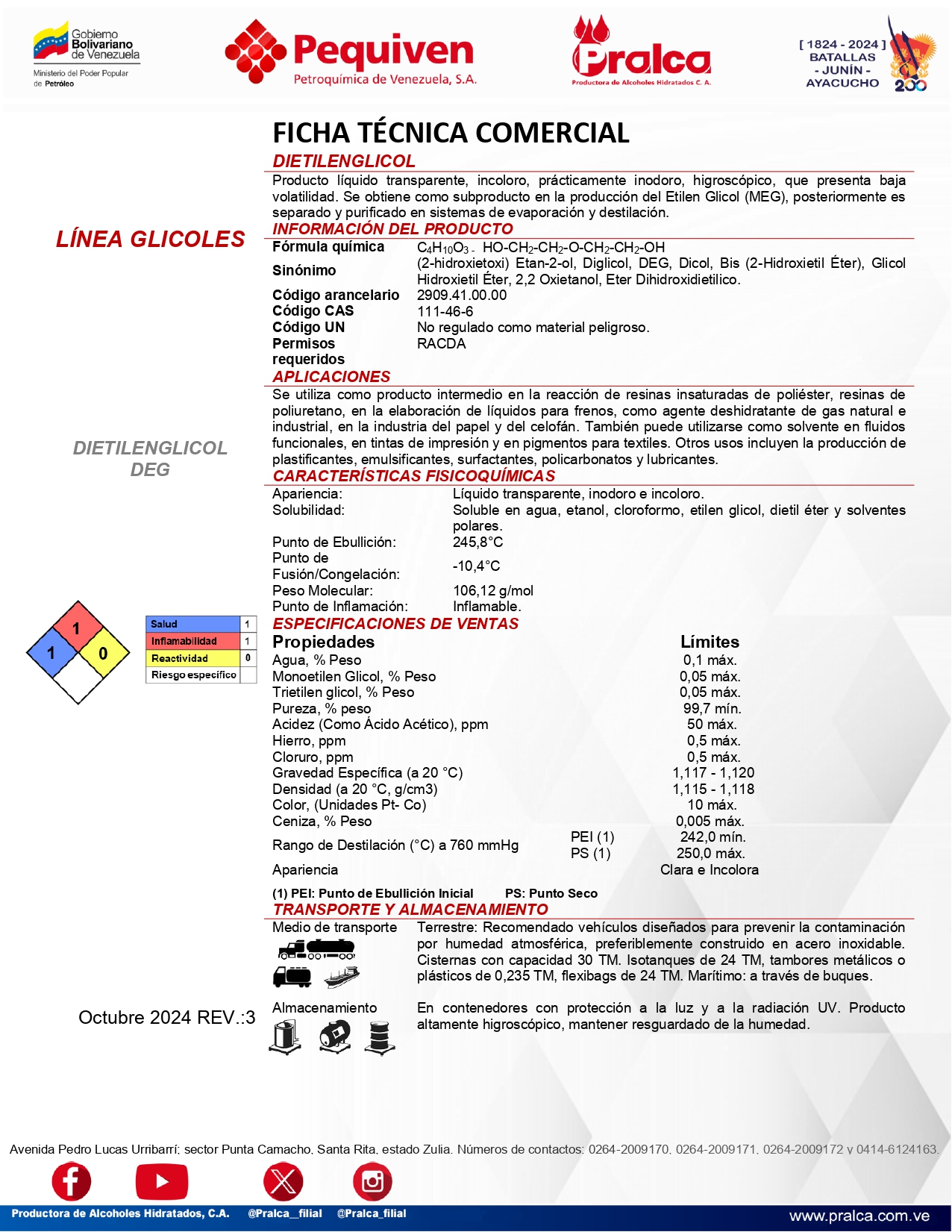 Dietilenglicol – Productora de Alcoholes Hidratados C.A.